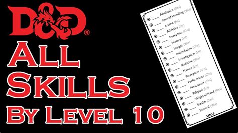 Dandd 5e All Skill Proficiencies By Level 10 With No Feats Youtube