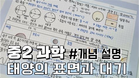 중2 과학 태양의 표면광구 태양의 대기 흑점의 이동 태양 활동의 영향 과학 개념 설명 과학 필기 과학발전소 과학 인강 Youtube