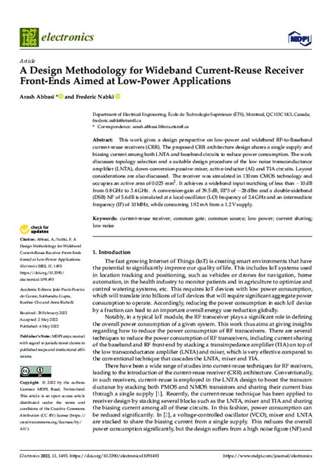 pdf a design methodology for wideband current reuse receiver front