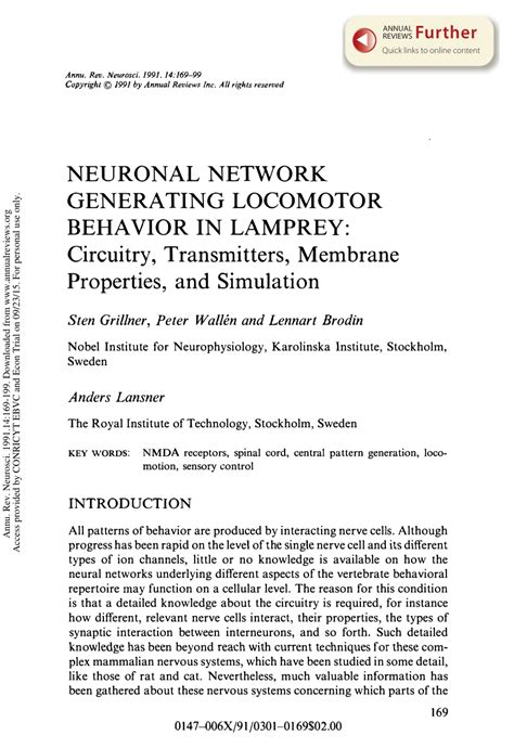 Pdf Neuronal Network Generating Locomotor Behavior In Lamprey