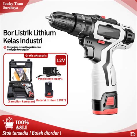 Bor Cordless Dengan Isi Ulang Baterai Lithium 42v12v Elektrik Drill