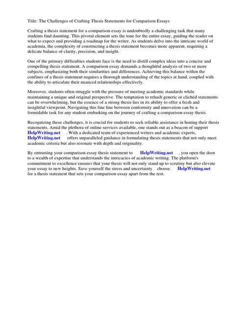Thesis Statement Examples For A Comparison Essay Pdf Essays Idea