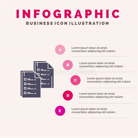 Document Analytics Data Copy Paper Resume Solid Icon Infographics 5 Steps Presentation