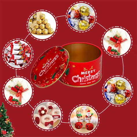 Christmas Round Tinplate Box Candy Cookie Packaging Empty Tins Jar