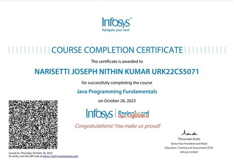 Joseph Nithin Narisetti On Linkedin I Have Achieved Certificate In
