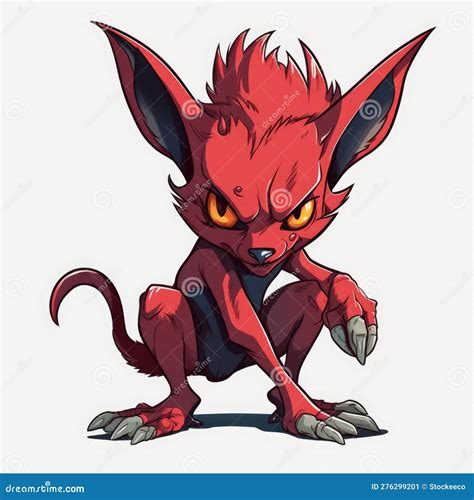 Anime Style Chupacabra With Red Hair Striking A Pose Stock Vector