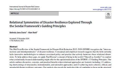 Relational Symmetries Of Disaster Resilience Explored Through The