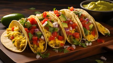 Spicy Tacos With Various Ingredients Lined Up On A Plate Commercial