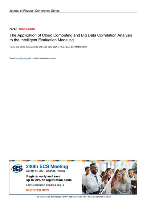 PDF The Application Of Cloud Computing And Big Data Correlation Analysis To The Intelligent