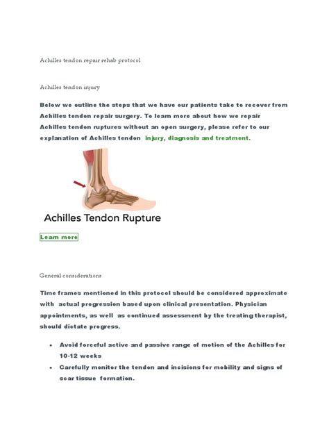 Achilles Tendon Repair Rehab Protocol Pdf Physical Therapy
