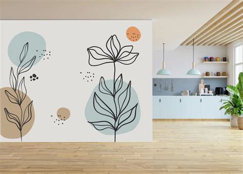 Adesivo de Parede Boho Minimalismo Floral Botânica B80 Elo7