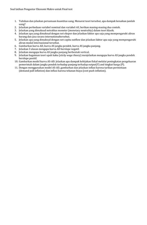 Soal Latihan Pengantar Ekonomi Makro Docx