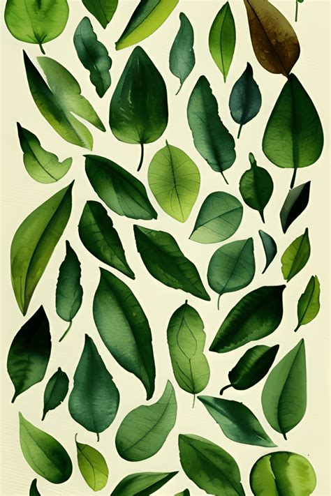 Different Leaf Shapes In Different Shades Of Green · Creative Fabrica