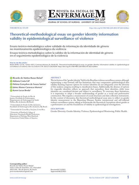 Pdf Theoretical Methodological Essay On Gender Identity Information