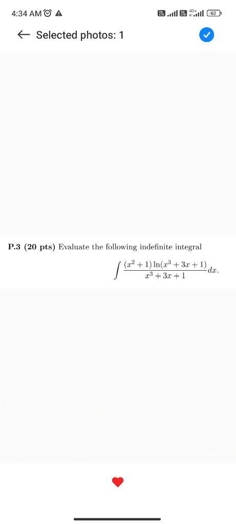 Solved P Pts Evaluate The Following Indefinite Chegg