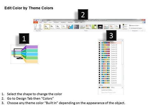 0115 Five Staged Colored Text Boxes On Screen Powerpoint Template