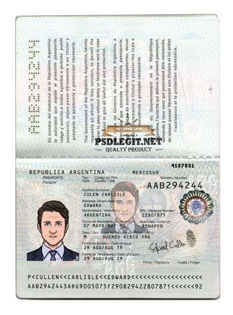 Argentina Passport Psd Template Psdlegit