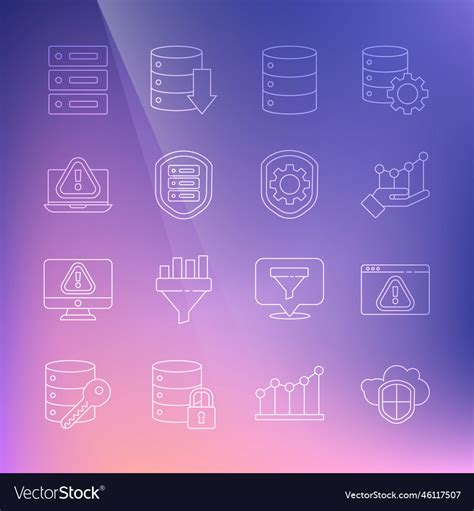 set line cloud and shield browser royalty free vector image