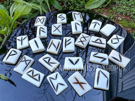 Water Buffalo Bone Elder Futhark Rune Set For Divination Viking Runes