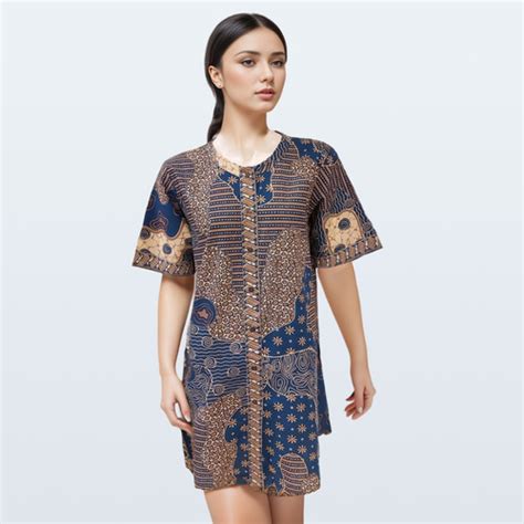 Jual Days By Danar Hadi Dress Batik Motif Sekar Jagad Modern Biru M