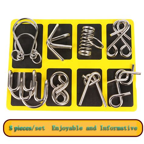 8pcsset Materials Metal Montessori Puzzle Wire Iq Mind Brain Teaser
