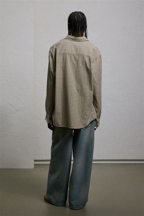 Риза от бархет Loose Fit Бежов Карета МЪЖЕ Handm Bg