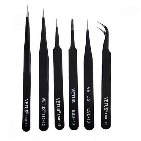 Vetus Anti Static Tweezers Set 6pcs