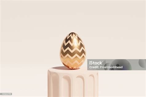 베이지 색 연단에 금으로 장식 부활절 달걀 봄 4 월 휴일 카드 Isometric 3d 일러스트 렌더링 0명에 대한 스톡 사진 및 기타 이미지 Istock