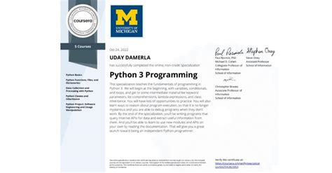 Uday Damerla On Linkedin Completion Certificate For Python 3 Programming