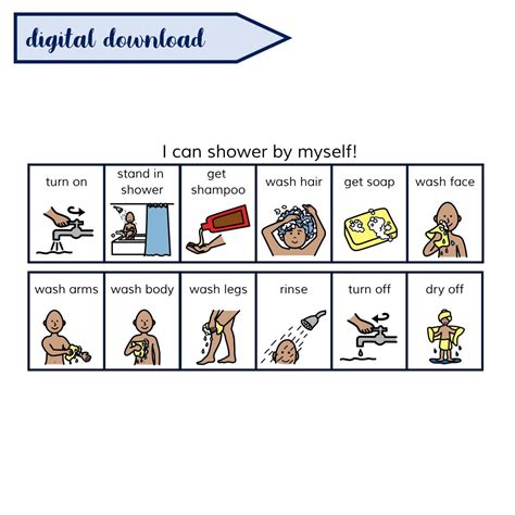 Printable Showering Visual Schedule Picture Sequence Etsy Uk