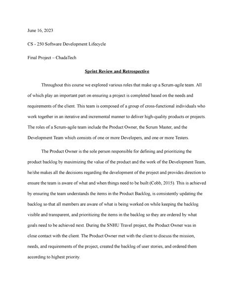 Cs 250 Final Project June 16 2023 Cs 250 Software Development