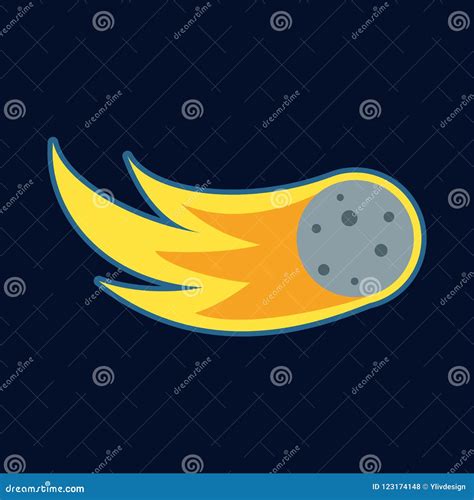 Comet Fireball Or Meteor Icon Cartoon Style Royalty Free Stock Image