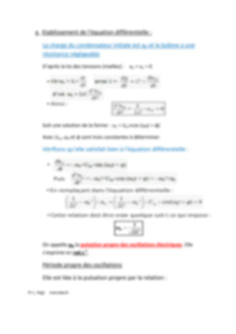 Solution Cours Oscillations Libres Dun Circuit Rlc Serie 2bac Biof