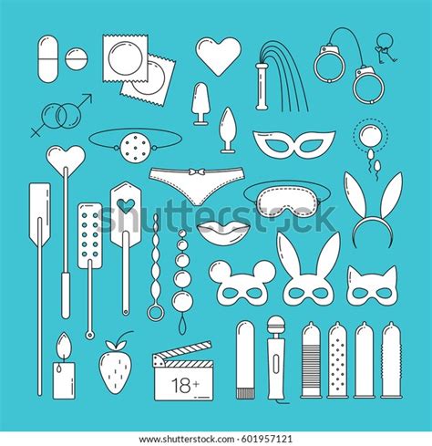 Bdsm Sex Set Icons Linear Design Stock Vector Royalty Free 601957121