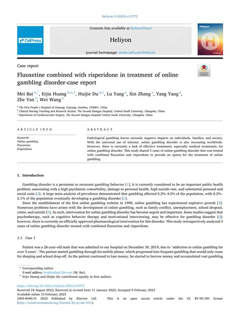 Pdf Fluoxetine Combined With Risperidone In Treatment Of Online