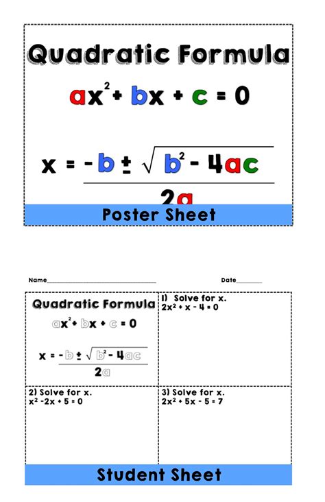 Quadratic Formula With Imaginary Numbers Worksheet Printable
