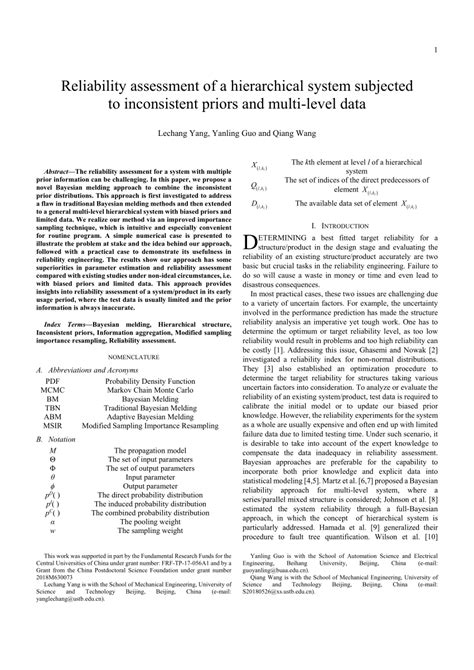Pdf Reliability Assessment Of A Hierarchical System Subjected To Inconsistent Priors And