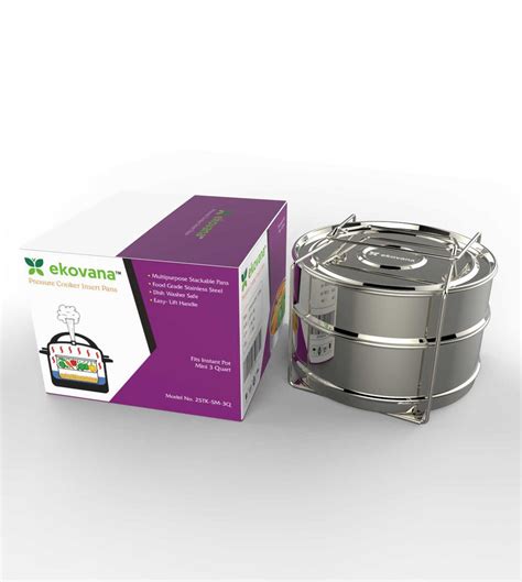 3 Quart Stackable Pans Pressure Cooker Accessories Ekovana