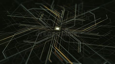 Circuit Board With Moving Electrons Cpu Processing Data Animation