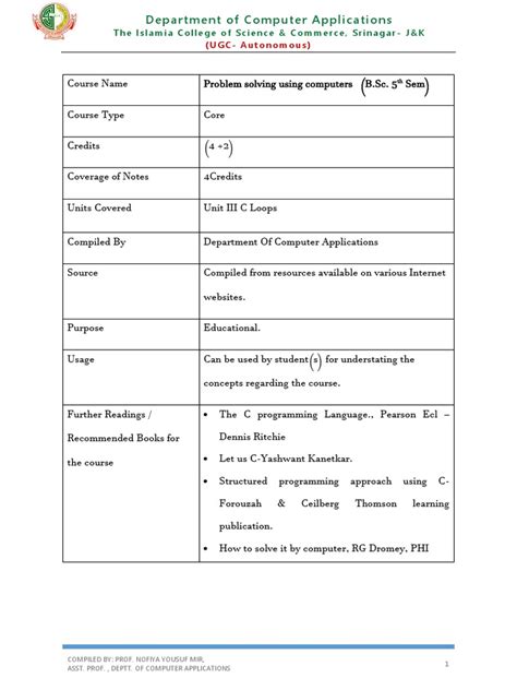 C Loops For While Do While Break Continue With Example Pdf