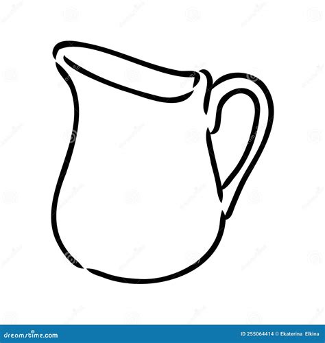 Creamer Jug Hand Drawn Vector Illustration Isolated On White Background
