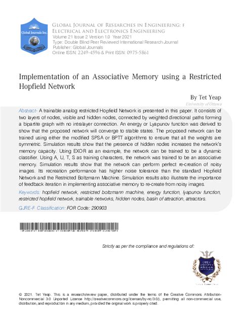 Pdf Implementation Of An Associative Memory Using A Restricted