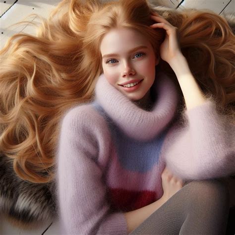 Fluffy Sweater Softest Sweater Long Red Hair Fur Fashion Catsuit