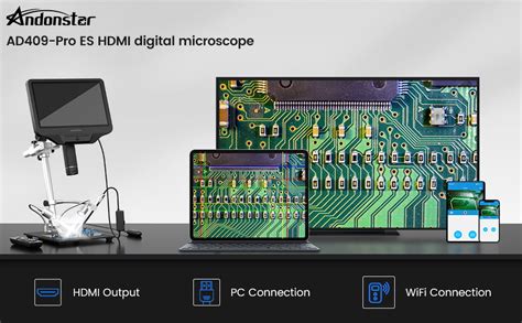 Andonstar Ad409 Pro Es Hdmi Digital Microscope With Endoscope 10 1 In