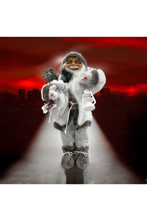 Tarrington House Yılbaşı Yeni Yıl Dekor Süs Beyaz Noel Baba 45 Cm