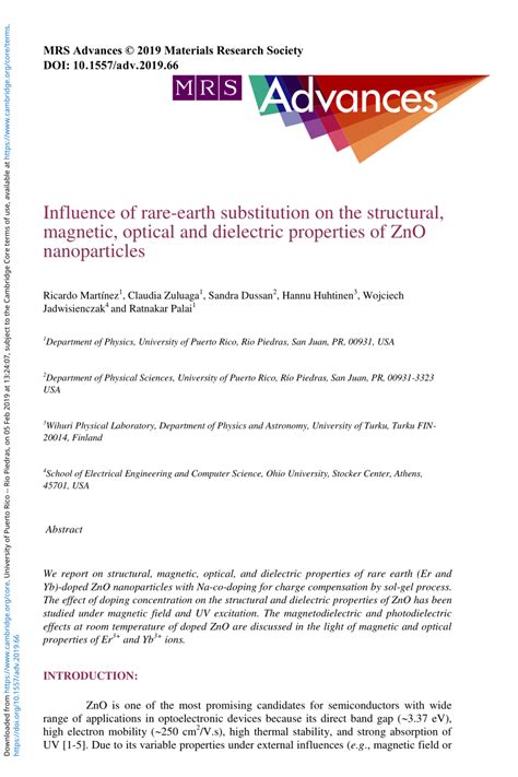 Pdf Influence Of Rareearth Substitution On The Structural Magnetic