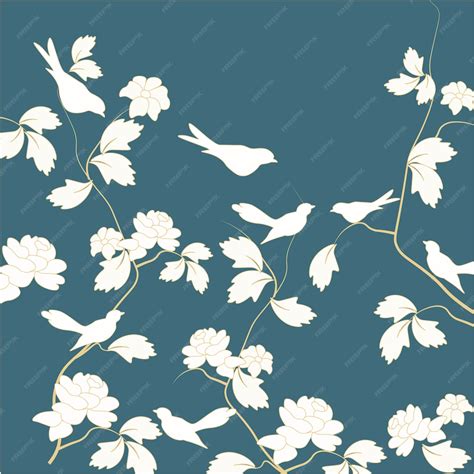 青い背景に白い花 無料のベクター