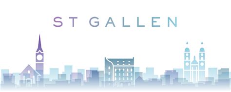 세인트 갈렌 투명 레이어 그라디언트 랜드마크 스카이라인 관광에 대한 스톡 벡터 아트 및 기타 이미지 관광 관광객 다중
