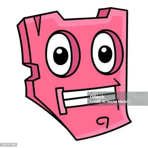 Kepala Monster Berwajah Kayu Tertawa Bahagia Emotikon Karton Ilustrasi