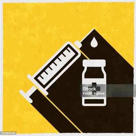 Vaccination Seringue Et Flacon De Vaccin Icône Avec Une Ombre Longue